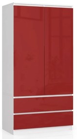 Šatní skříň Star 90 cm bílá/červená lesk