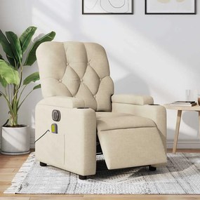 Elektrické masážní polohovací křeslo krémové textil 3204707