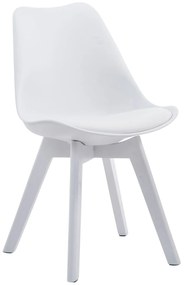 Židle Borne V2 plast / koženka, dřevené nohy bílá - Bílá