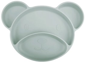 Canpol babies Silikonový dělený talíř s přísavkou Medvídek zelený