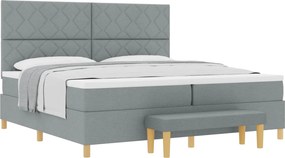 Postel s boxspringem s čelo Světle šedá 200 x 200 cm textil 3344401