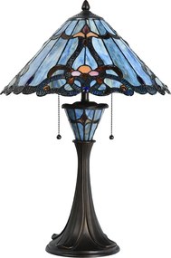 Modrá stolní lampa Tiffany Niebbo - Ø 40*61 cm E27/max 2*60W