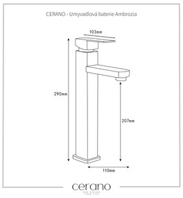 CERANO - Umyvadlová baterie vysoká Ambrozia - černá matná