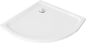 Mexen SLIM - Čtvrtkruhová sprchová vanička 70x70x5cm + chromový sifon, bílá, 41107070
