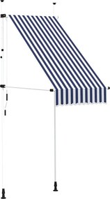 Ručně zatahovací markýza 100 cm modro-bílé pruhy 145829