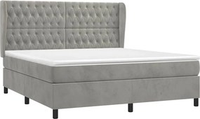 Box spring postel s matrací světle šedá 180x200 cm samet 3129405