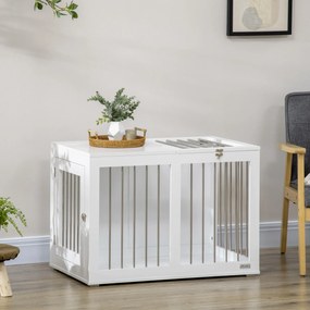 PawHut klec pro psy Klec pro střední psy 80 x 50 x 56,5 cm s dvířky a transportní funkcí v bílé barvě
