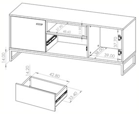 Komoda RTV OLIER OE07 bílá / dub artisan