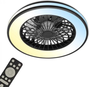 BRILO 3801015 LED stropní svítidlo s ventilátorem, 5 rychlostí, dálkový ovladač, CCT, černé - BRILO
