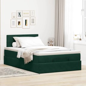 Osmanský rám postele s matrací tmavě zelená 120x200cm samet 3312617