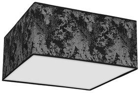 Stropní svítidlo Satino Square, 1x černé/stříbrné textilní stínítko, (bílé plexisklo), (40 cm)