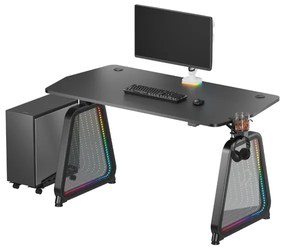 Herní stůl UTRADESK BOOSTER - 136 cm, podsvícený, černý