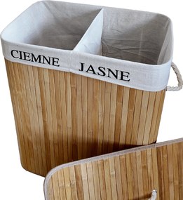 TRENDIE Bambusový koš na prádlo 100l světle hnědý + DÁREK