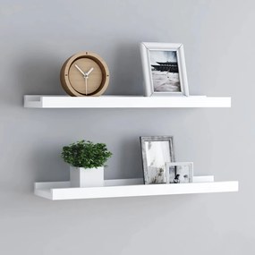 Poličky na zarámované obrázky 2 ks bílé 60 x 9 x 3 cm MDF 323929