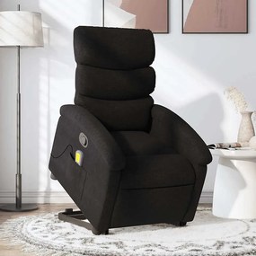 Zvedací masážní polohovací křeslo černé textil 3203992
