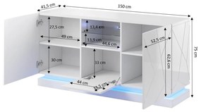 Komoda QIU 150 černý lesk