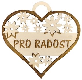 AMADEA Dřevěné srdce s textem "pro radost", 7 cm, český výrobek