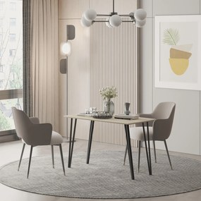 HOMCOM Průmyslový design jídlení stůl Velký zkosený vrch 120L x 60W x 75H cm Černé kovové nohy na vlásky světlá dýha MDF