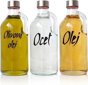 usporadejto.cz Láhev na olej, olivový a ocet, s uchem a uzávěrem na závit SADA 3*1,15l