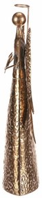 Vánoční kovová dekorace Anděl 42 cm se srdcem, zlatá, 42 cm