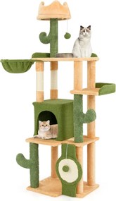 Costway Cat tree kaktus 160 cm kočičí strom s kočkou jeskynní kočičí škrabadlo