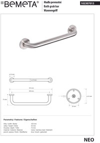 Bemeta Design NEO: Madlo, 300 mm -
