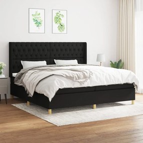 Box spring postel s matrací černá 200x200 cm textil,  3132259