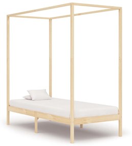 Rám postele s nebesy masivní borové dřevo 100 x 200 cm - Default Title