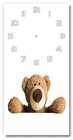 Wallmuralia Nástěnné skleněné hodiny Plyšový medvídek 30x60 cm