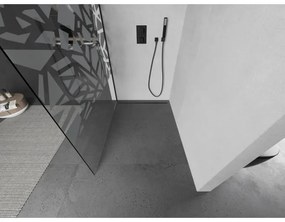 Mexen Kioto L, sprchová zástěna Walk-In 100 x 200 cm, 8mm čiré sklo bílý vzor, ​​černý profil, 800-100-103-70-85