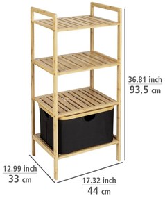 Černý/přírodní bambusový koupelnový regál 44x93,5 cm Ecori – Wenko