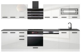 Kuchyňská linka Belini Premium Full Version 300 cm bílý lesk s pracovní deskou LUCY