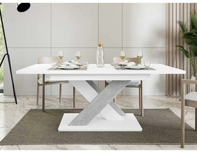 Jídelní stůl Lezuma, Barva: bílý lesk / dub sonoma
