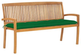 3063326 vidaXL Stohovatelná zahradní lavice s poduškou 159 cm masivní teak