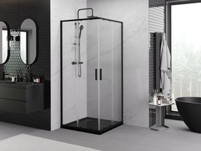 Mexen Exo-S Duo čtvercová posuvná sprchová kabina 90 x 90 cm, transparentní, černá - 8111-090-090-70-00