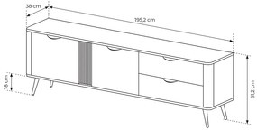 Obývací stěna VERIS B | 3 díly | 478 cm | dub dunin