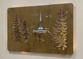 Li-Go "Praděd" světelný obraz s baterií 90x62cm varianta: ovládání na obraze bez dálkového ovladače, provedení: dub světlý