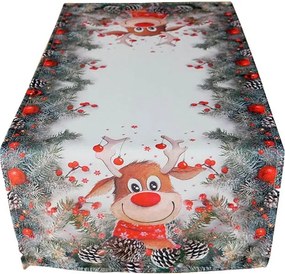 Ubrus Vánoční sob s červeným nosem 40 × 90 cm