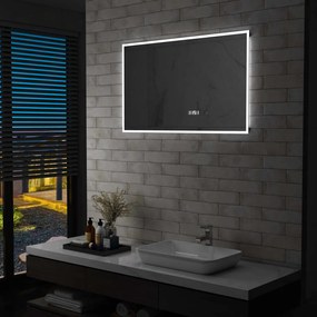 vidaXL Marketos Koupelnové LED zrcadlo dotykový senzor zobrazení času 100x60 cm