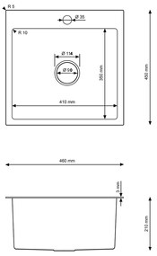 Velazo Dřez 1 komorový, nerez - , 46x45 cm, zlatý