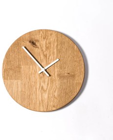 Nástěnné hodiny Pure S, dubové dřevo, bílé ručičky