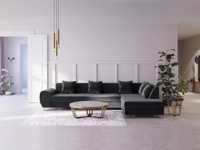 KOOKO HOME Rohová rozkládací sametová pohovka s úložným prostorem Adagio XL pravý roh