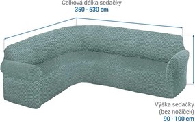 Bielastické potahy CRISTINA mátová rohová sedačka (š. 350 - 530 cm)