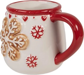 Bílý vánoční keramický hrnek vločka Snowflakes - 13*10*10 cm / 375 ml
