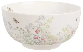 Bílá porcelánová miska na polévku s lučními květinami a motýlky Wildflower Fields – 500 ml