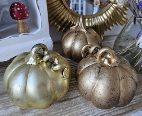 Měděná antik skleněná dekorace dýně Pumpkin - Ø 15*16 cm