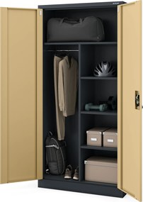 Víceúčelová kovová skříň antracitová / ořech, 900x1850x450 mm: DAWID Eco Design