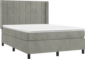 Box spring postel s matrací světle šedá 140x200 cm samet 3132681