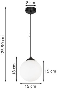 Závěsné svítidlo Florence, 1x bílé skleněné stínítko