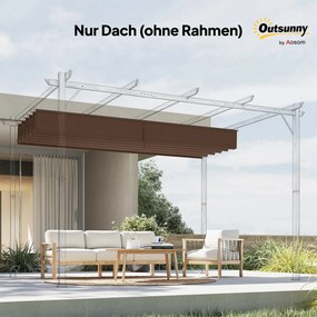 Náhradní střecha pro pergolu 3 x 3 m, zatahovací, s otvory pro odvod dešťové vody, odolná proti povětrnostním vlivům, polyester, 250 x 255 cm Káva